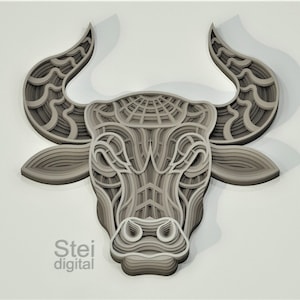 3d Bull, Taurus Mandala Svg, Dxf Files, for Laser Cutting, Cow Cut File ...