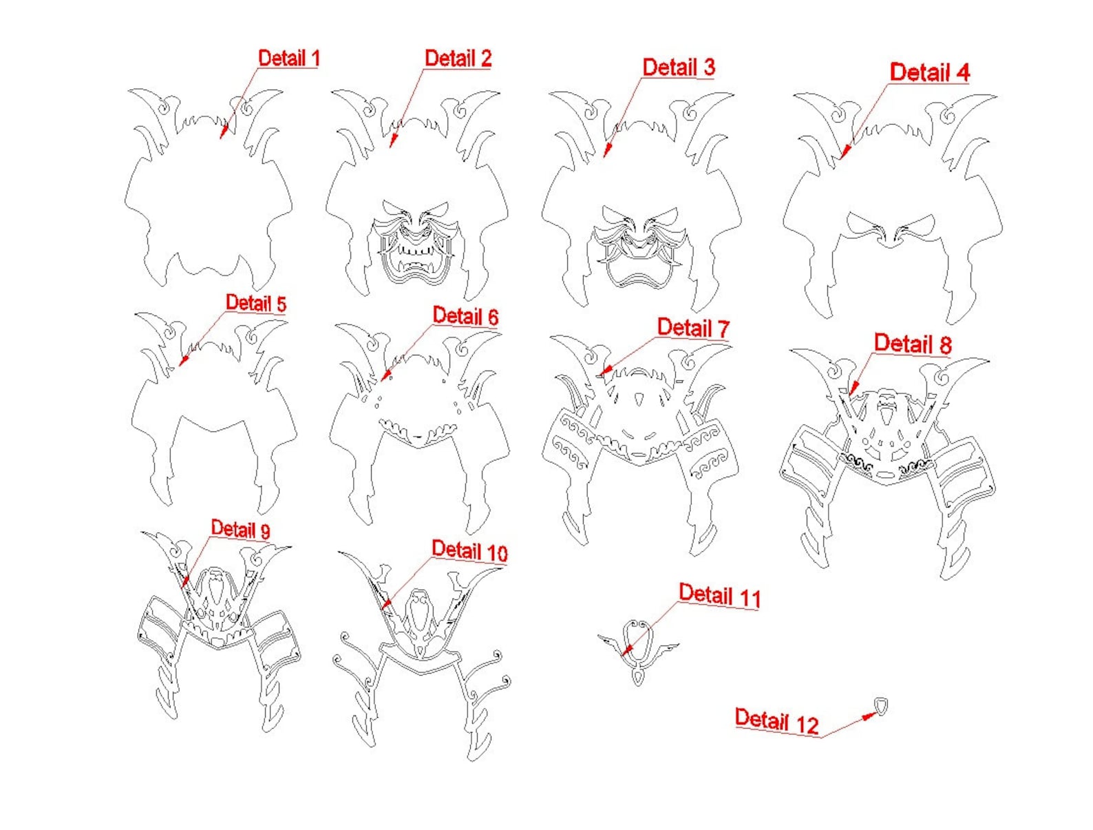 3d Samurai Mask SVG Dxf Laser Cut Files Layered Warrior - Etsy