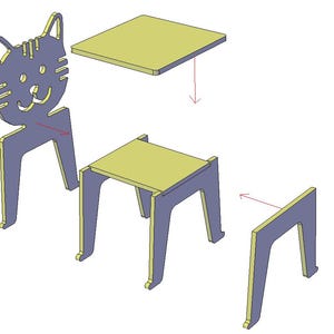 Cat Chair Cnc, Kids Furniture, Chair Dxf CNC Plan, Cnc Router Cut Files ...