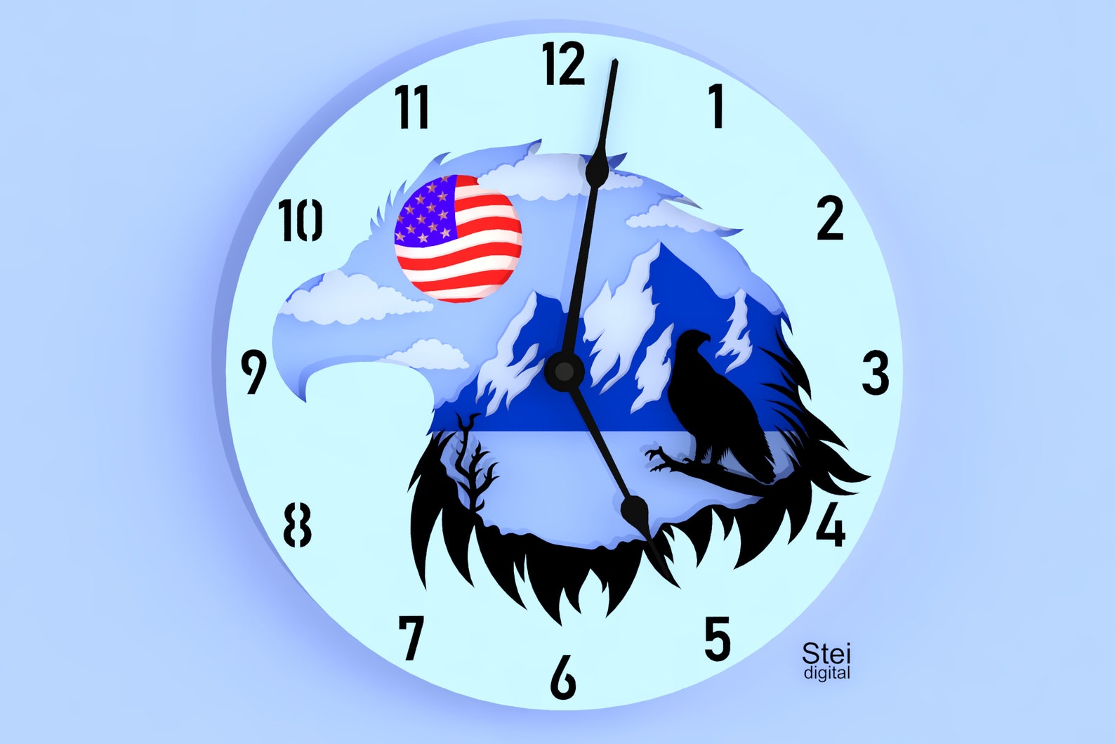 American Flag Wall Clock Svg Dxf Cut Files Clock Cricut Svg - Etsy
