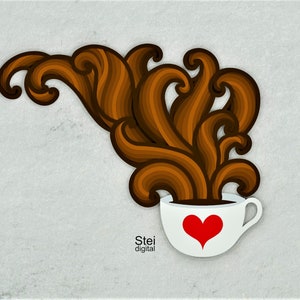 3d Coffee Cup Svg, Dxf Laser Cut Files, 3d Tea Cup Svg, Layered Coffee ...