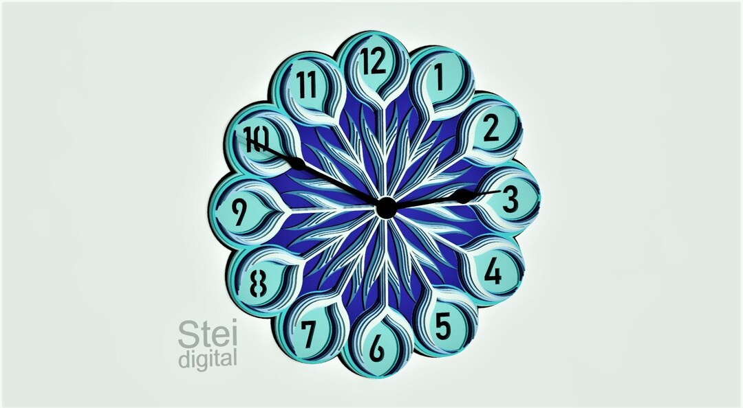 3d Layered Flower Wall Clock Svg for Cricut, Dxf Laser Cut Files, 3d ...