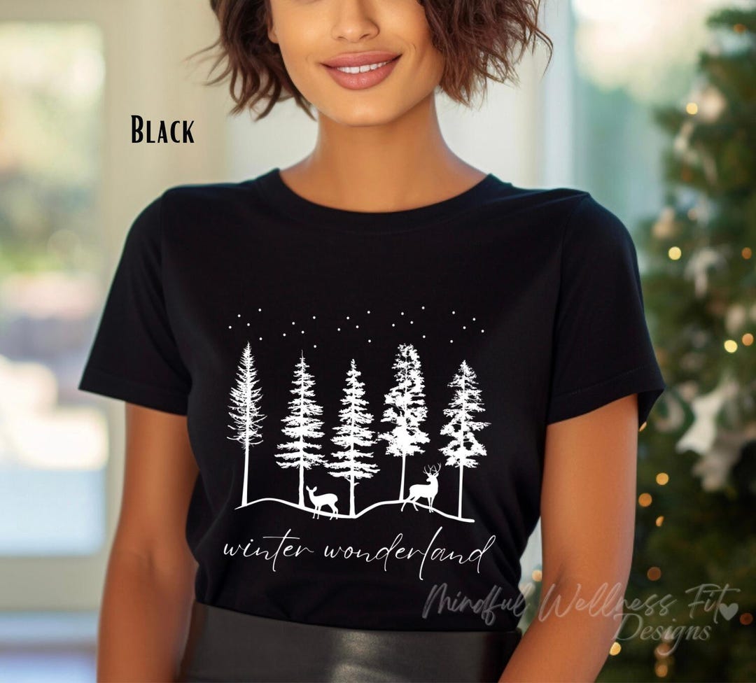 Winter Wonderland Shirt, Happy Holiday Tee, Forest Snow Christmas Tee ...