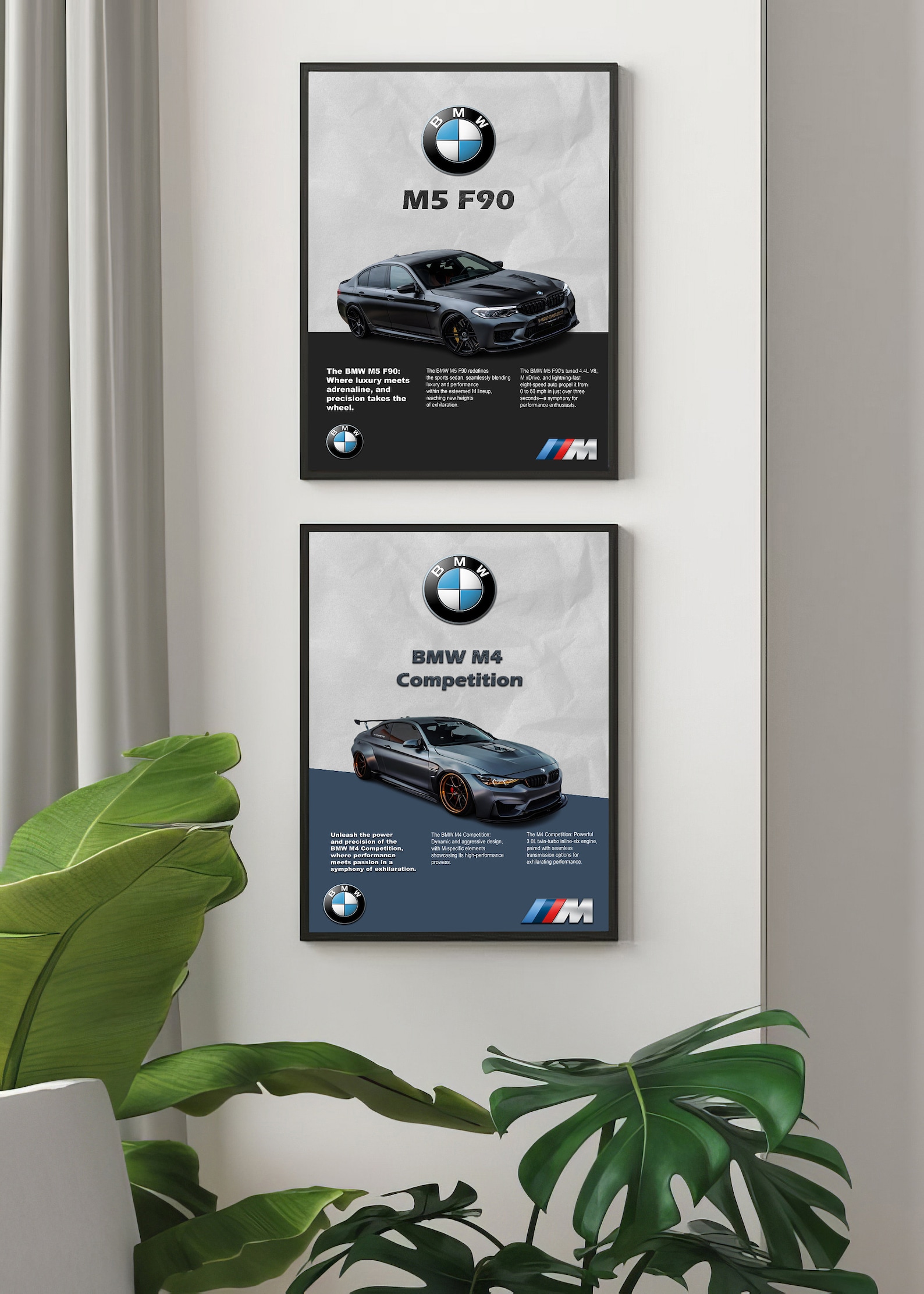 Set of 2 BMW M5 F90 and BMW M4 Competition Posters, BMW Posters, Print ...