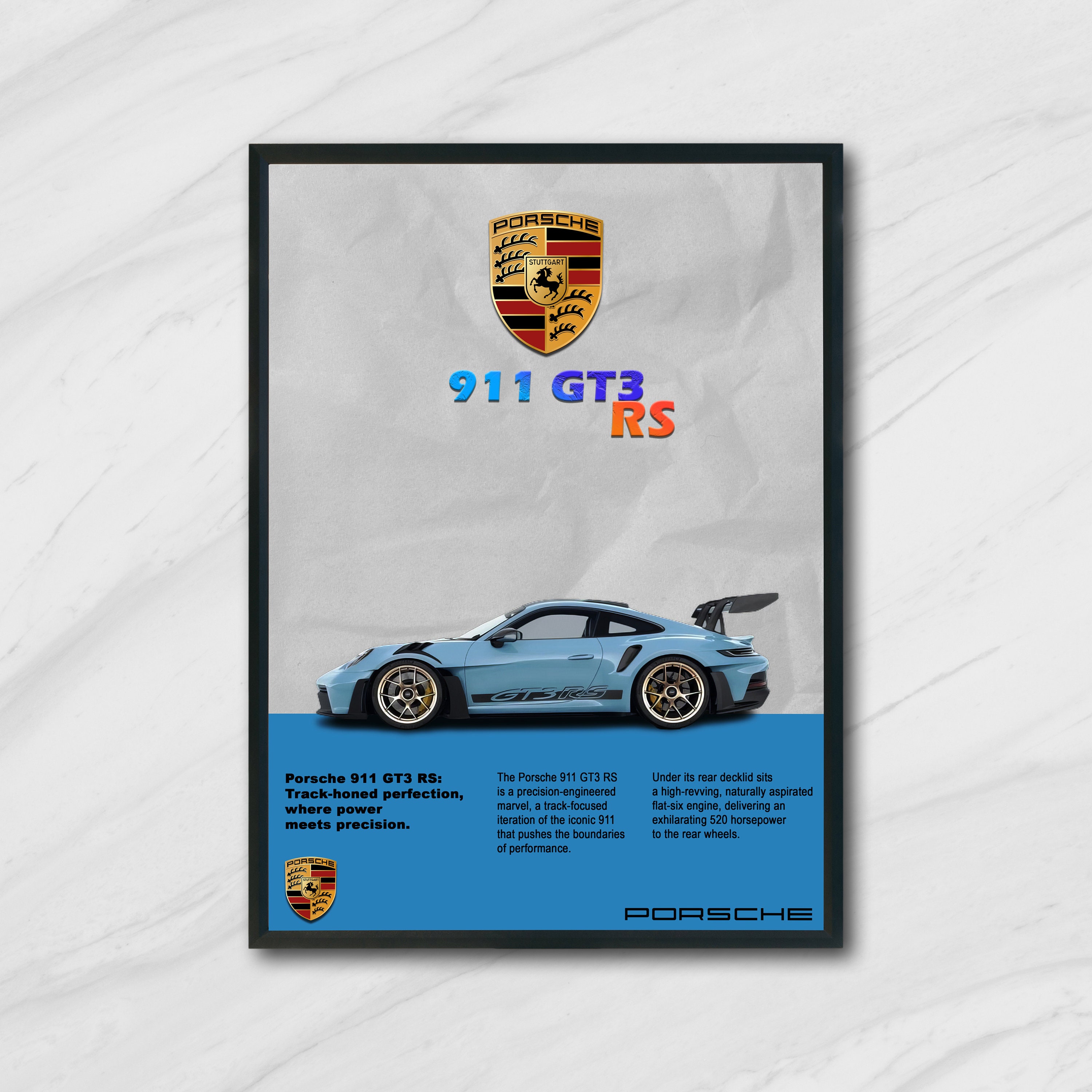 Set of 2 Porsche 911 GT3 Poster, Porsche Poster, 911 GT3 RS Print ...