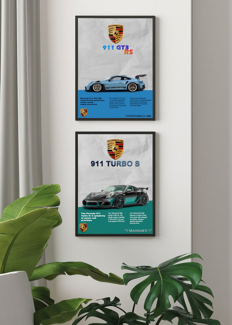 Set of 2 Porsche 911 GT3 Poster, Porsche Poster, 911 GT3 RS Print ...