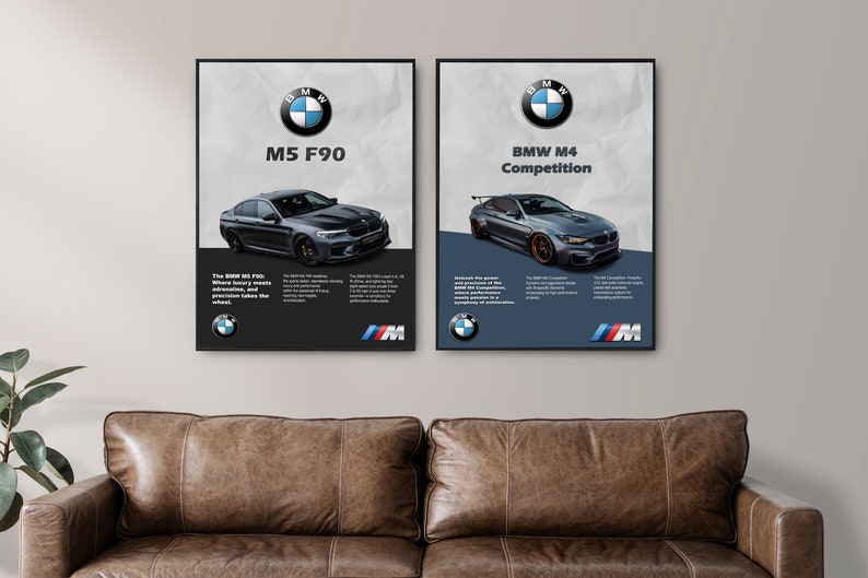 Set of 2 BMW M5 F90 and BMW M4 Competition Posters, BMW Posters, Print ...