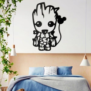 Baby Groot Geometric Wall Art, Metal Wall Art, Nursery Wall Art, Living ...