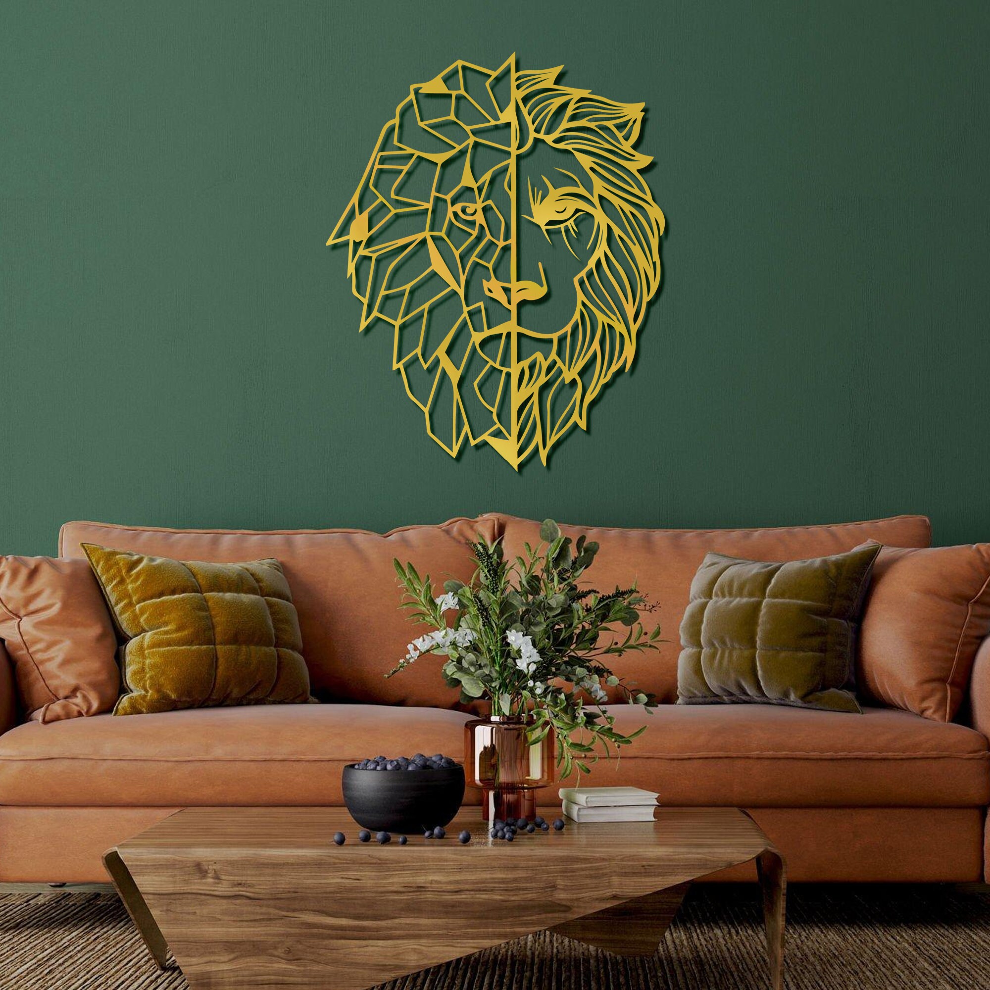 Geometric Lion Metal Wall Art Lion Head Decor Unique Design - Etsy
