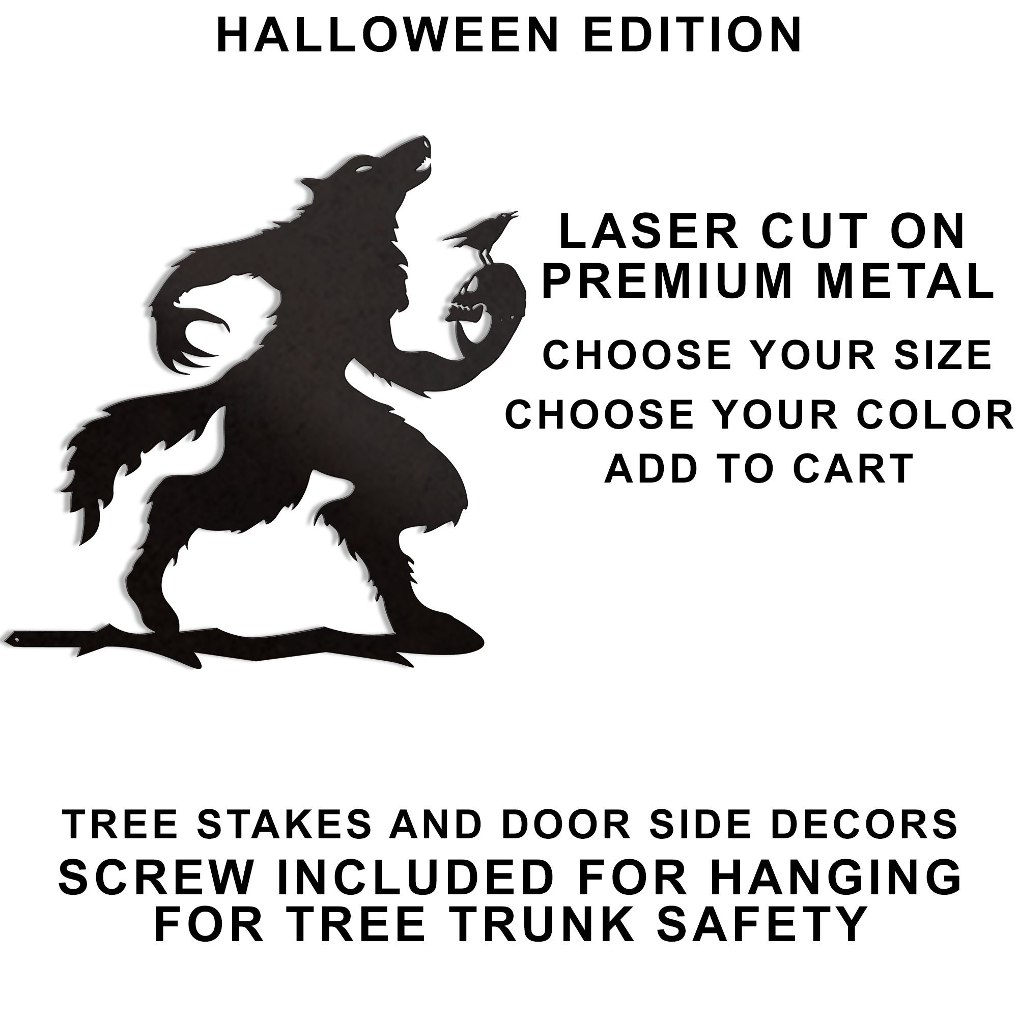 All-weather Scary Werewolf Tree Display Metal Tree Stakes Dramatic Wolf ...
