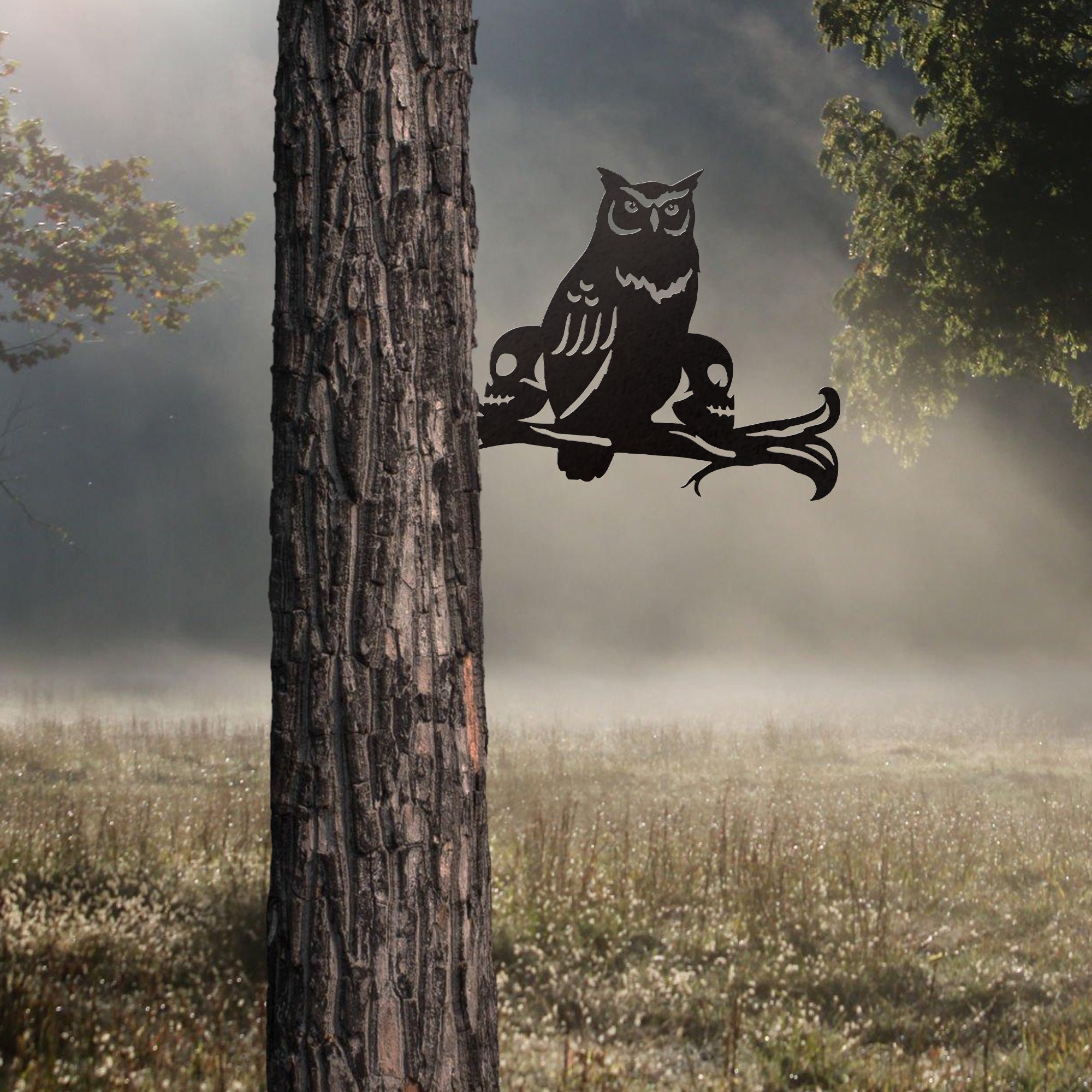 Ghoulish Owl With Skull Metal Stakes Halloween Owl Tree - Etsy
