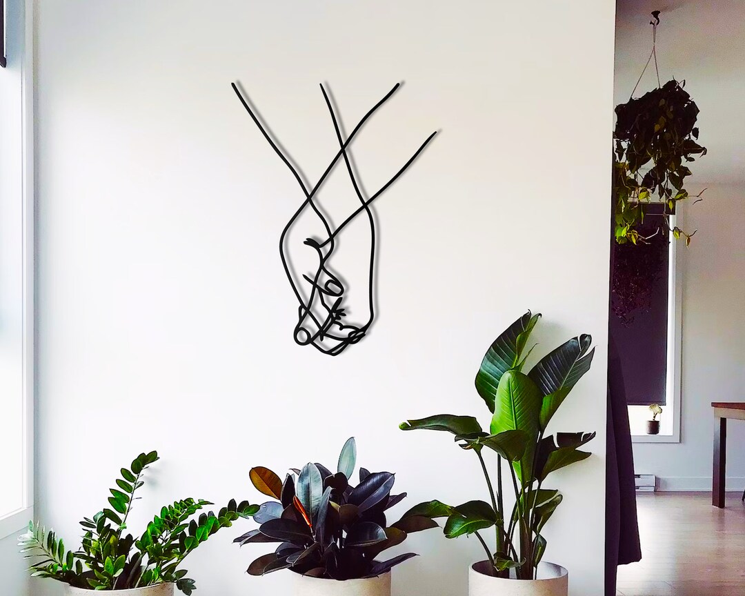 Metal Holding Hands Wall Art, Unique Metal Wall Decor, Modern Hands ...