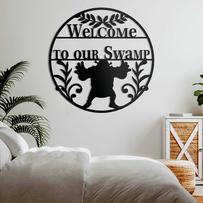 Welcome to Our Swamp Metal Sign, Funny Shrek Entrance Sign, Outdoor ...