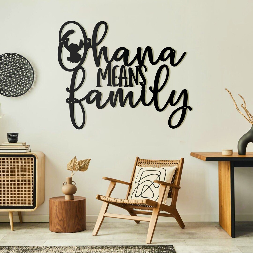 Ohana Means Family Wall Art, Family Quote Metal Sign, Disney Room Wall ...