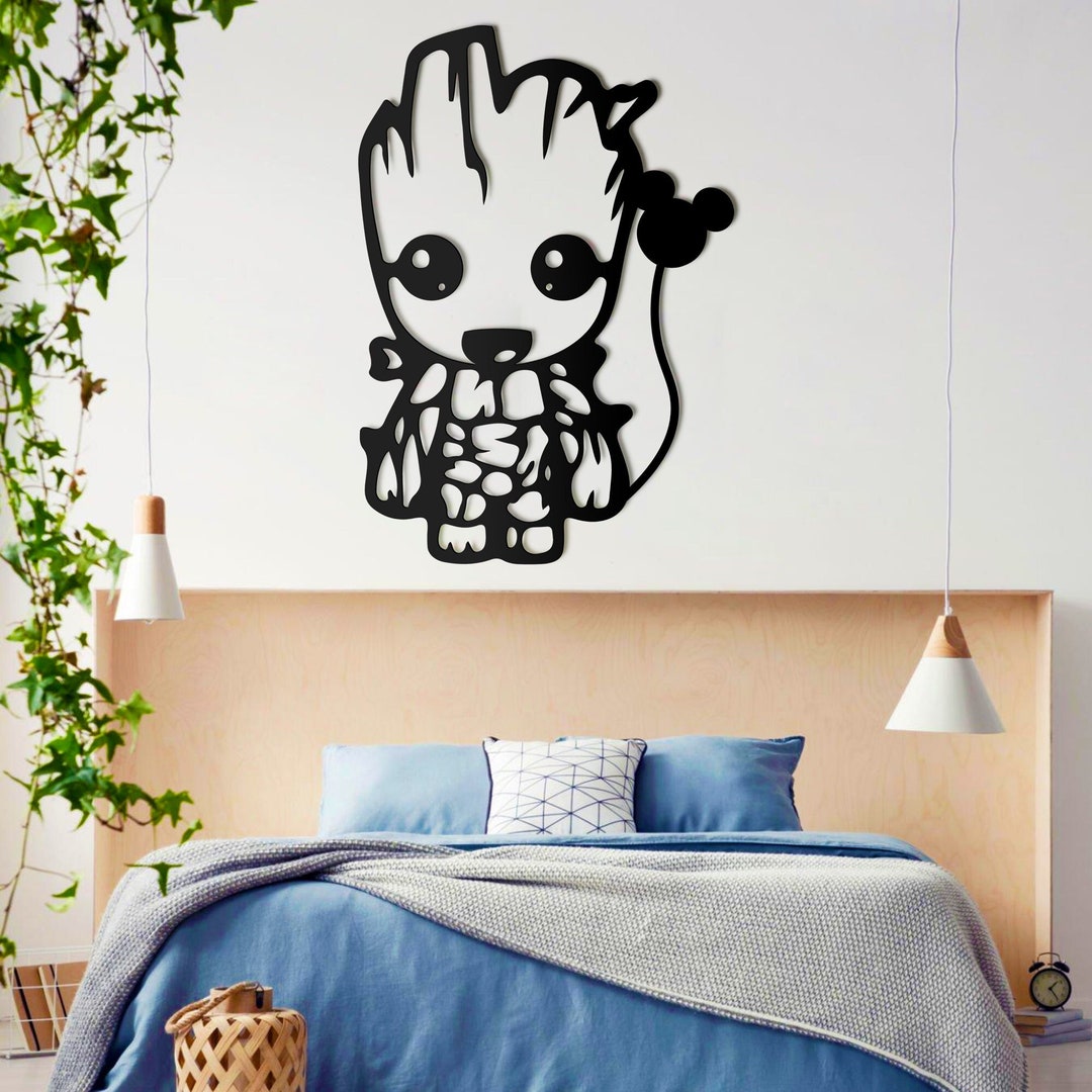 Baby Groot Geometric Wall Art, Metal Wall Art, Nursery Wall Art, Living ...