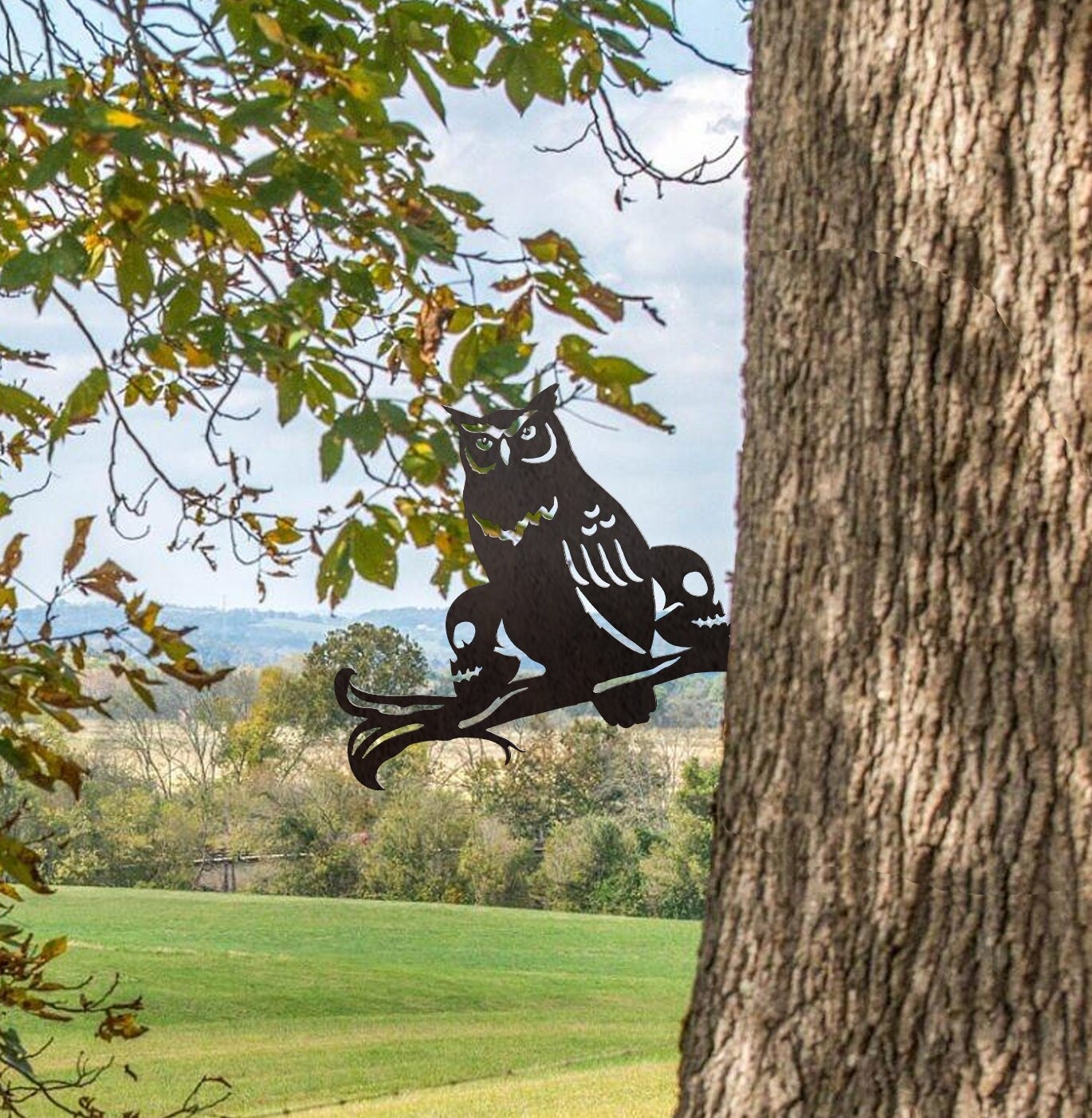 Ghoulish Owl With Skull Metal Stakes Halloween Owl Tree - Etsy
