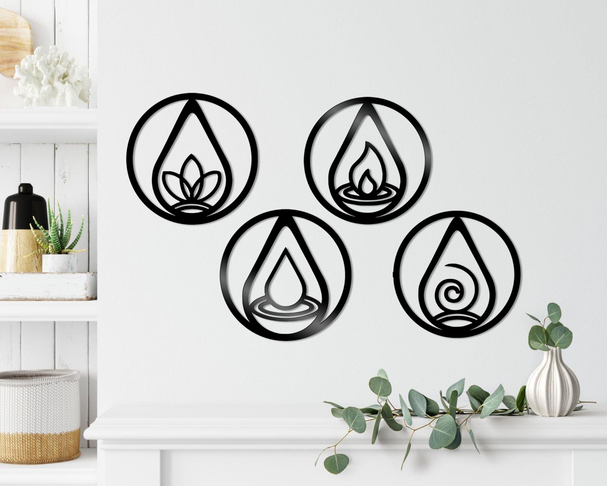 Four Elements Metal Wall Art Set of 4 Four Elements Symbol - Etsy