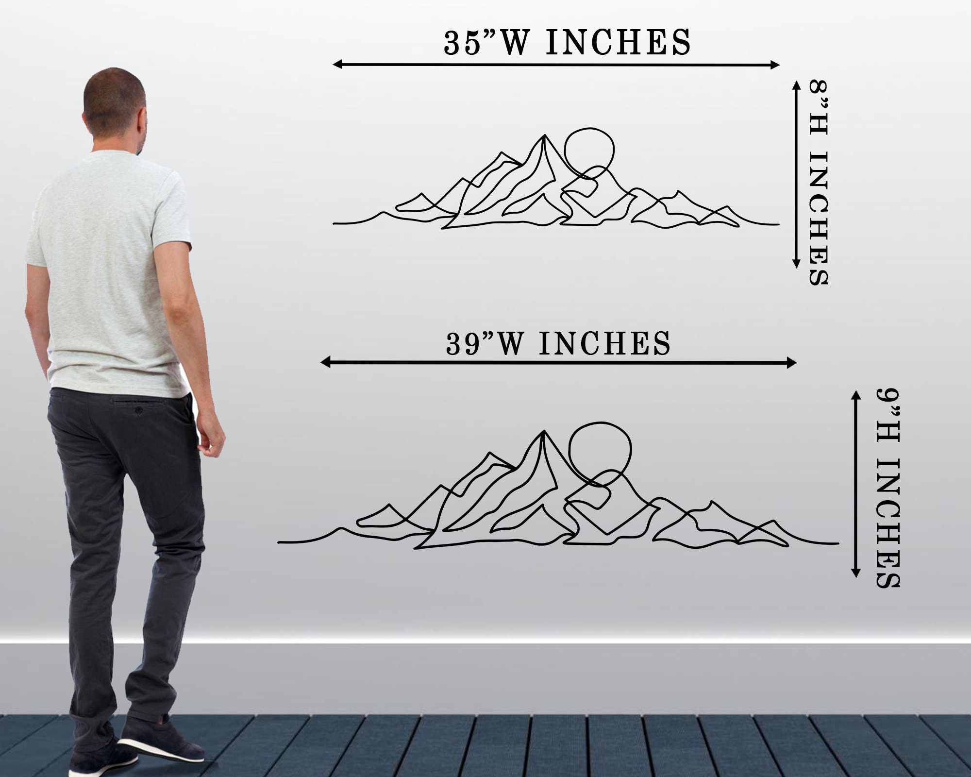 Modern Mountain Metal Line Art, Perfect Minimalist Mountain Art ...