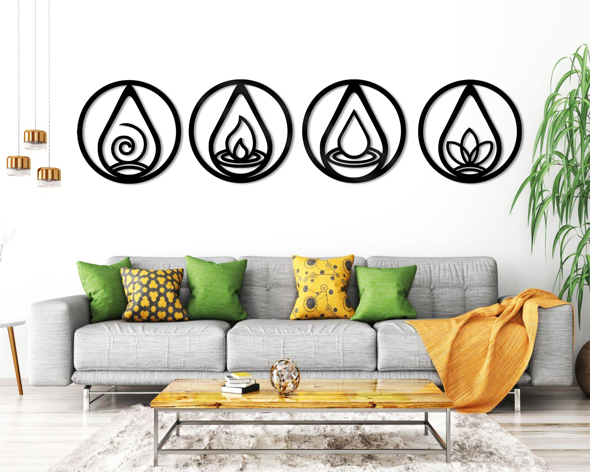 Four Elements Metal Wall Art Set of 4 Four Elements Symbol - Etsy