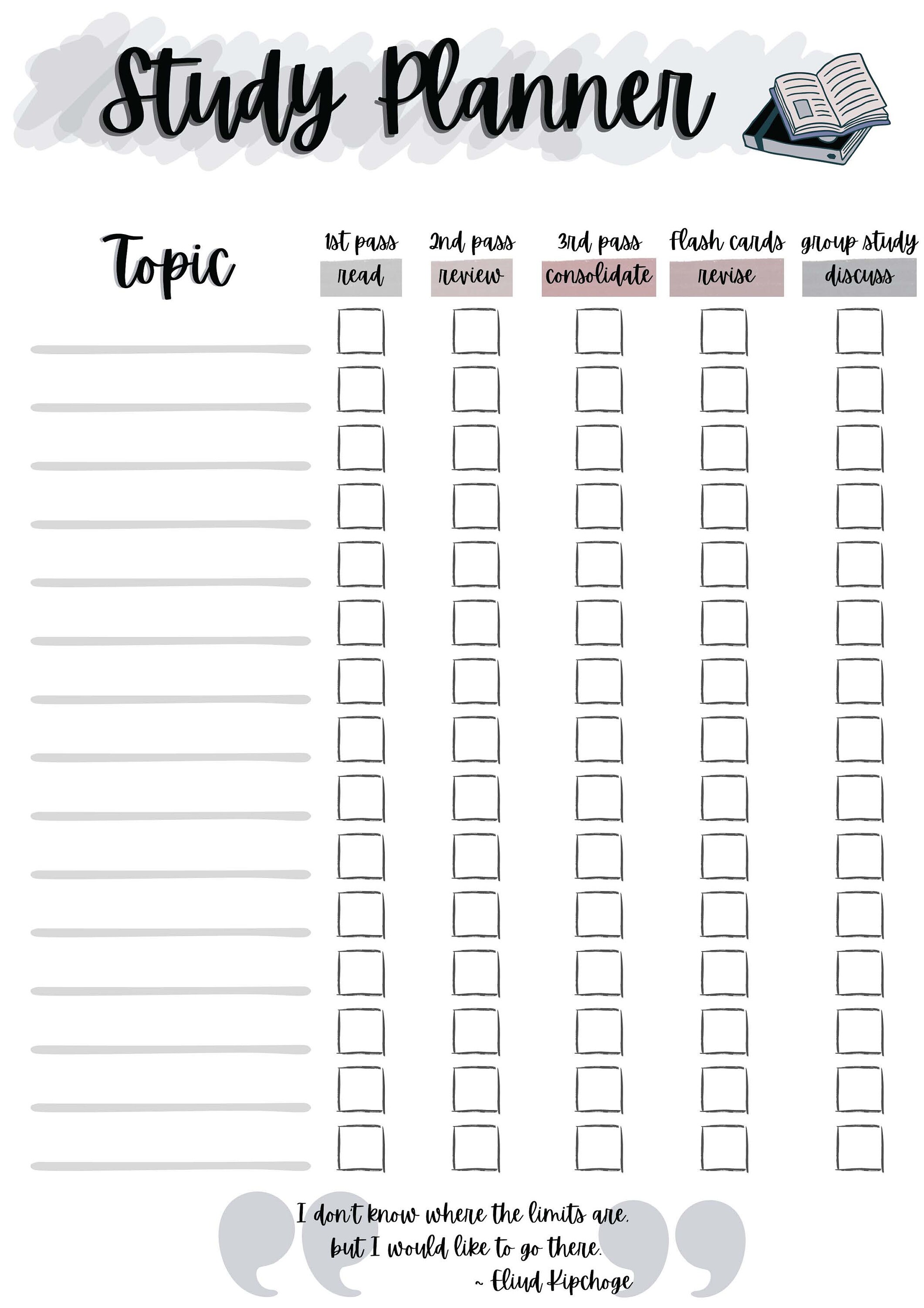 Study Planner, Printable Exam Study Checklist - Etsy