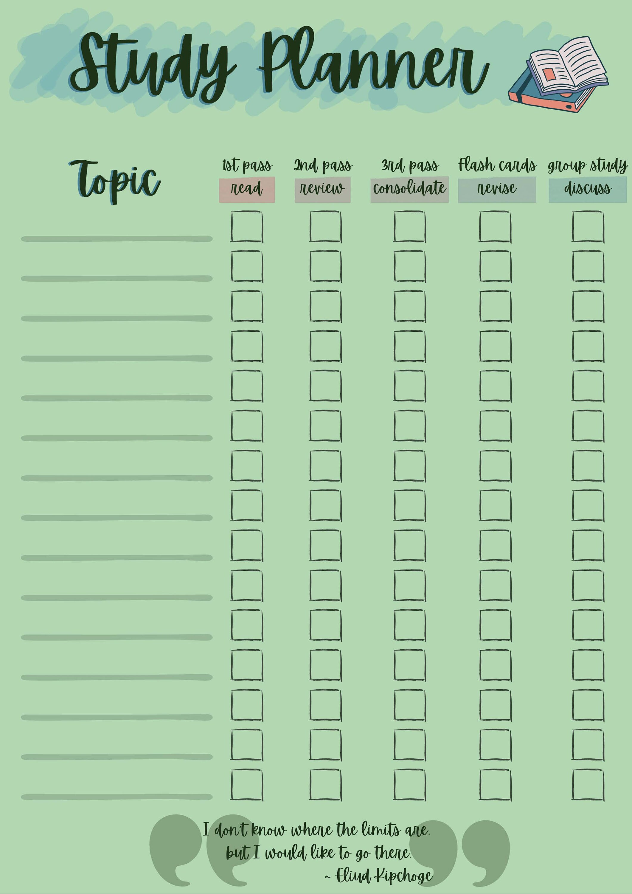 Study Planner, Printable Exam Study Checklist - Etsy