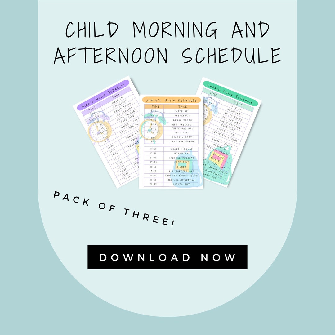 Editable Kid's Daily Schedule: Morning & Afternoon Routine (digital ...