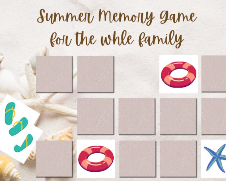 Summer Memory Game for Children, Fun Summer Activity (digital Download ...