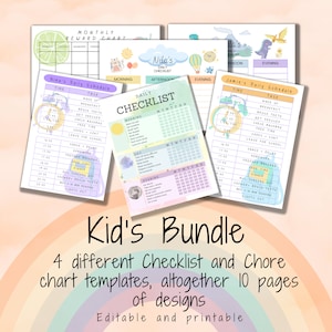 Chore Chart and Checklist Bundle for Children, to Do Lists for Kids ...