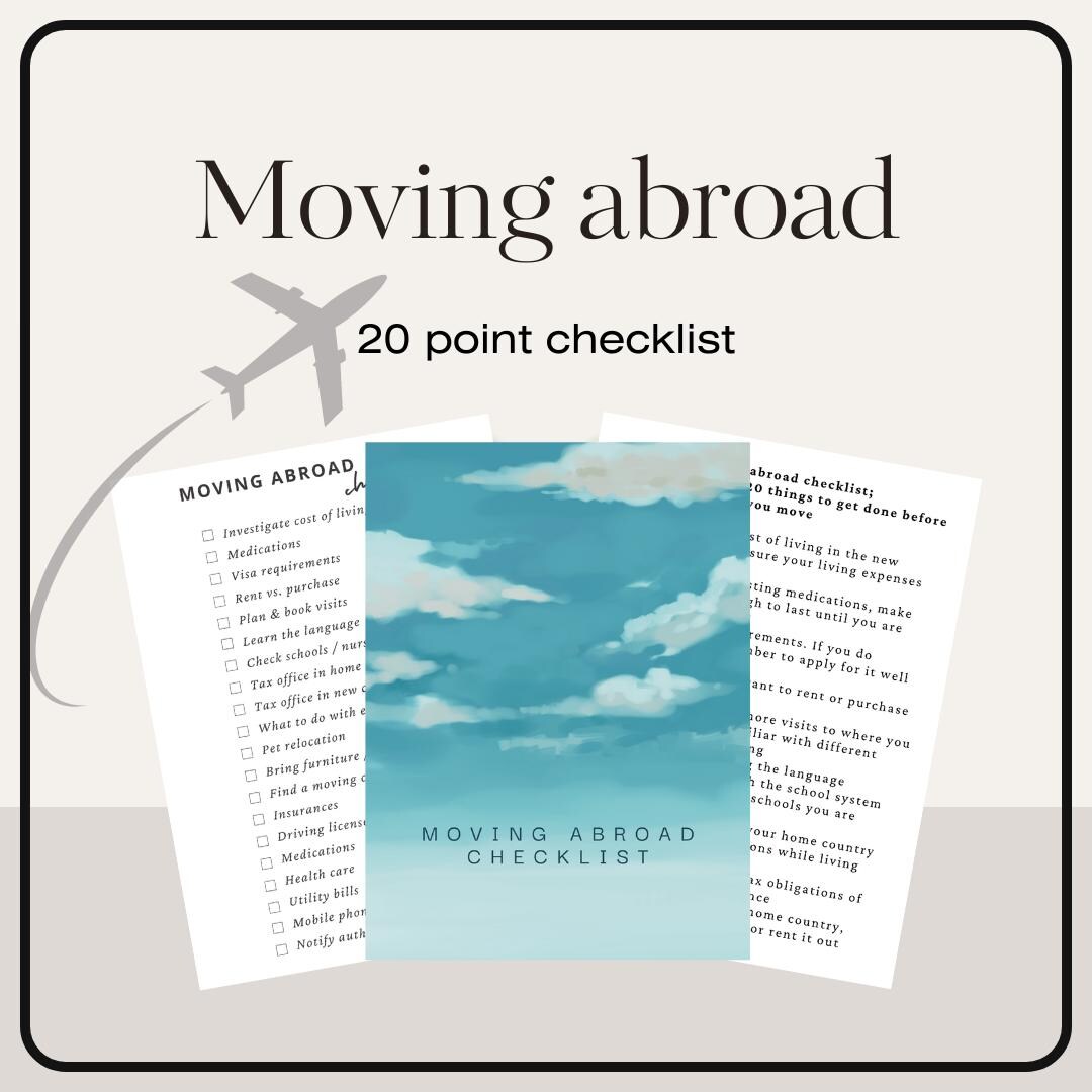 Moving Abroad Checklist, Moving Abroad Template, 20 Task Moving List ...