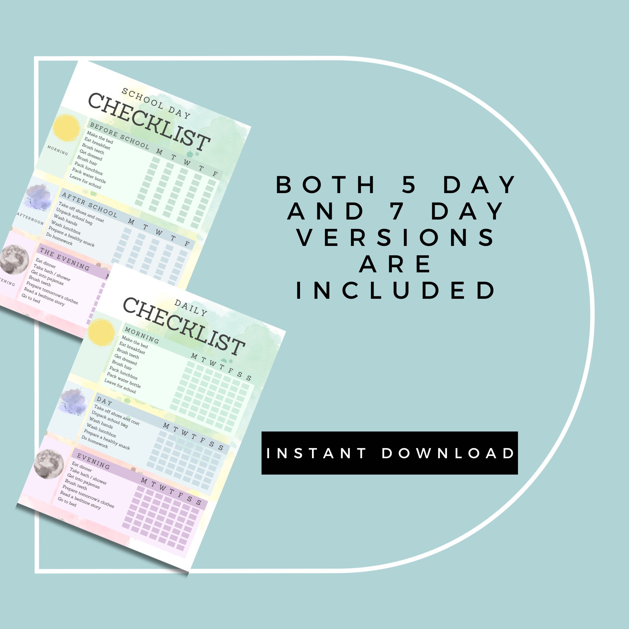 Daily Chore Chart for Kids Editable and Printable Checklist - Etsy