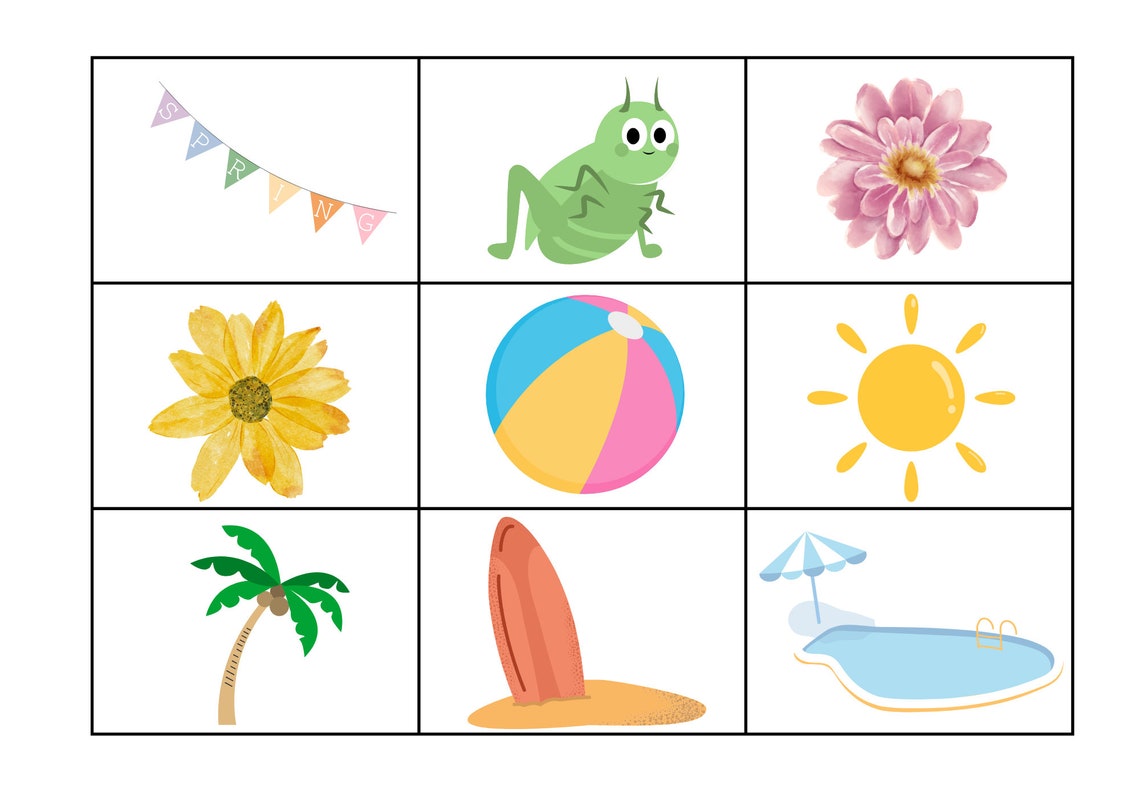 Summer Memory Game for Children, Fun Summer Activity (digital Download ...