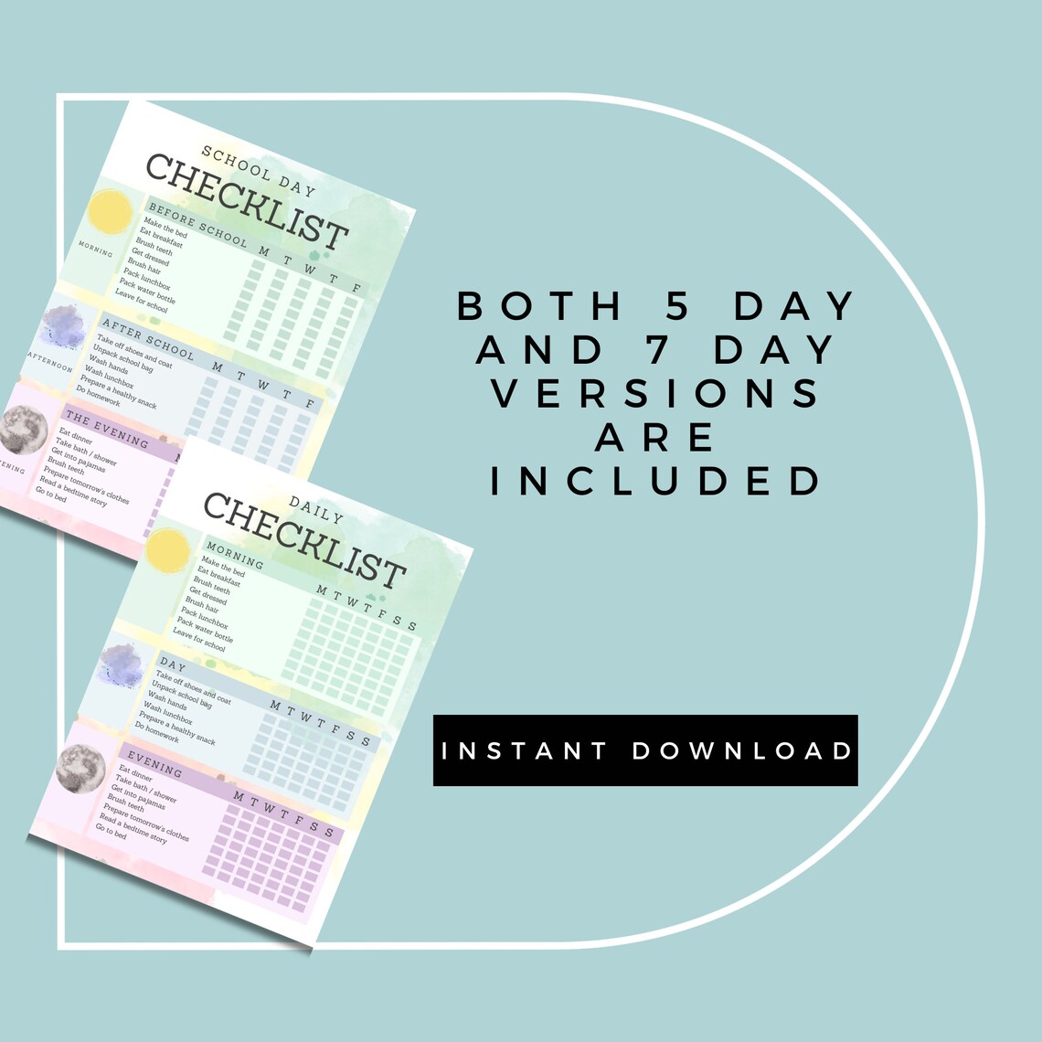 Chore Chart and Checklist Bundle for Children, to Do Lists for Kids ...