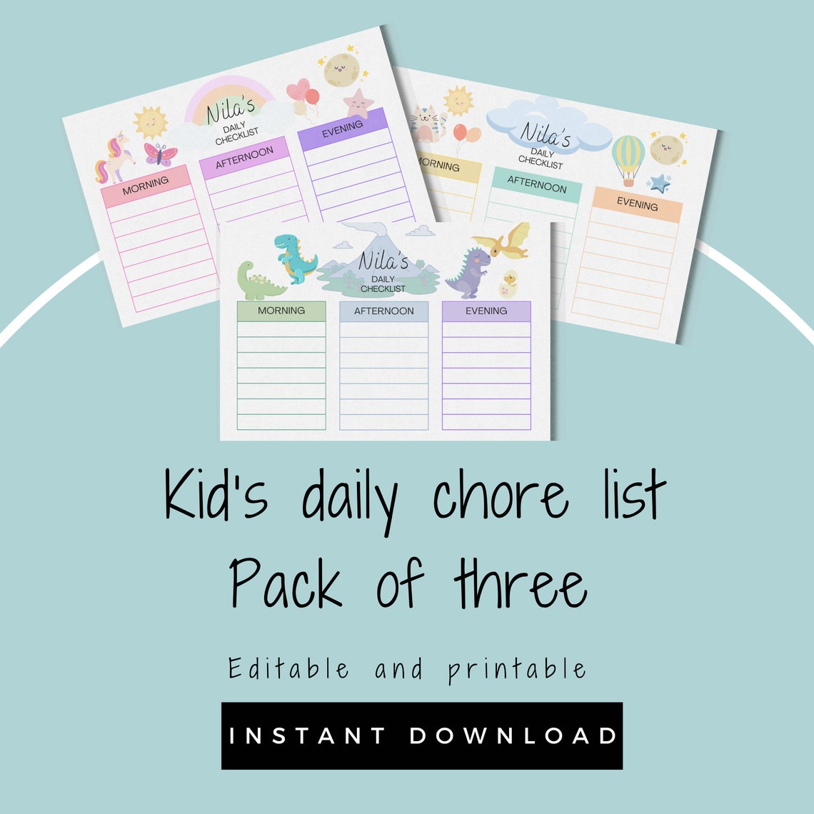 Chore Chart and Checklist Bundle for Children, to Do Lists for Kids ...