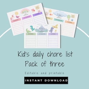 Chore Chart and Checklist Bundle for Children, to Do Lists for Kids ...