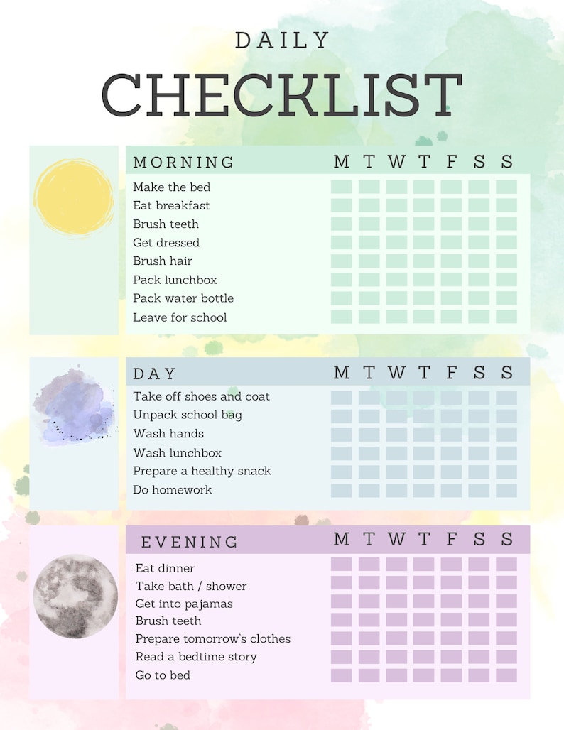 Chore Chart and Checklist Bundle for Children, to Do Lists for Kids ...