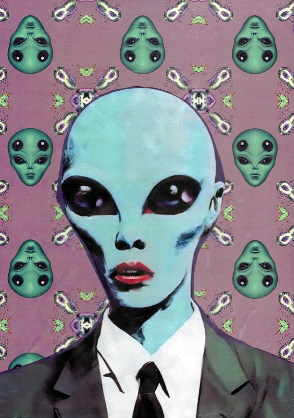 Ship and Tie Alien Collage Alien Artwork Unique Alien - Etsy