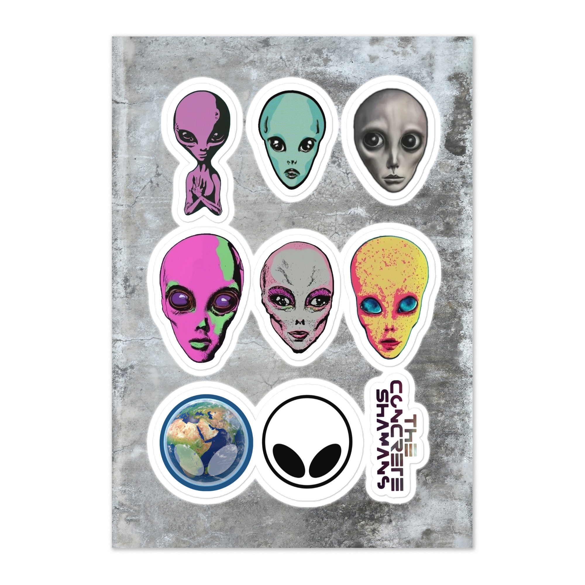 Alien Head Sticker Collection, Pop Art Design, Unique Alien Stickers ...