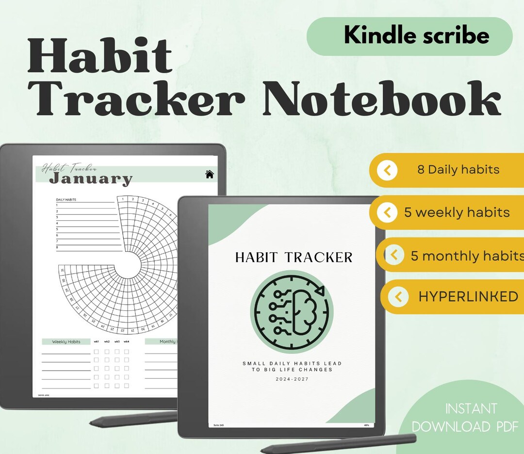 Habit Tracker Kindle Scribe Template Daily Habits Planner Kindle ...