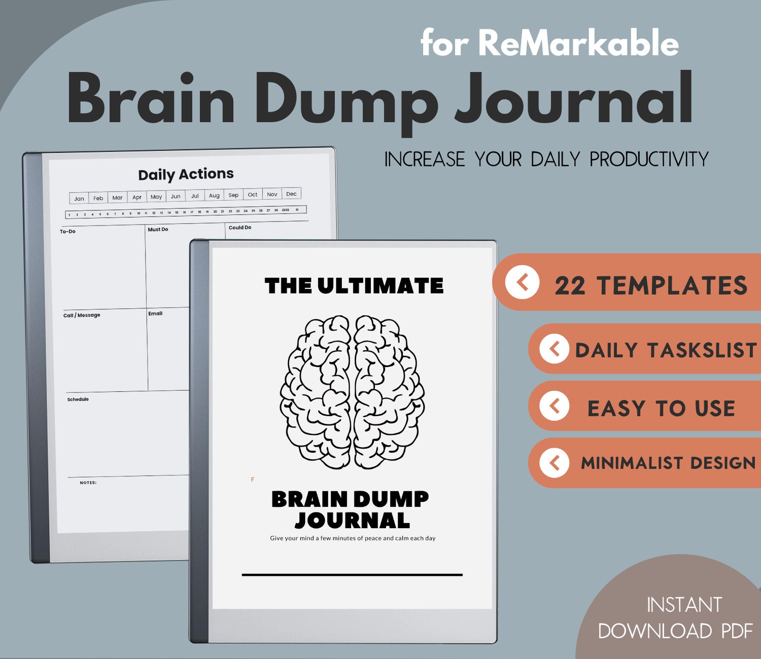 The Ultimate Brain Dump Journal Remarkable 2 Template Hyperlinked ...