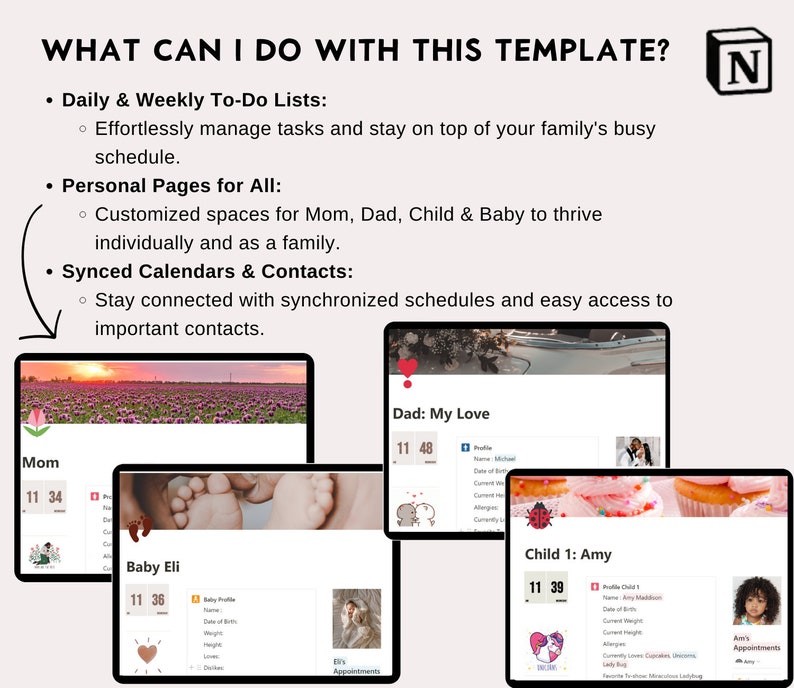 Notion Family Planner Notion Template Notion Digital Planner Notion Mom ...