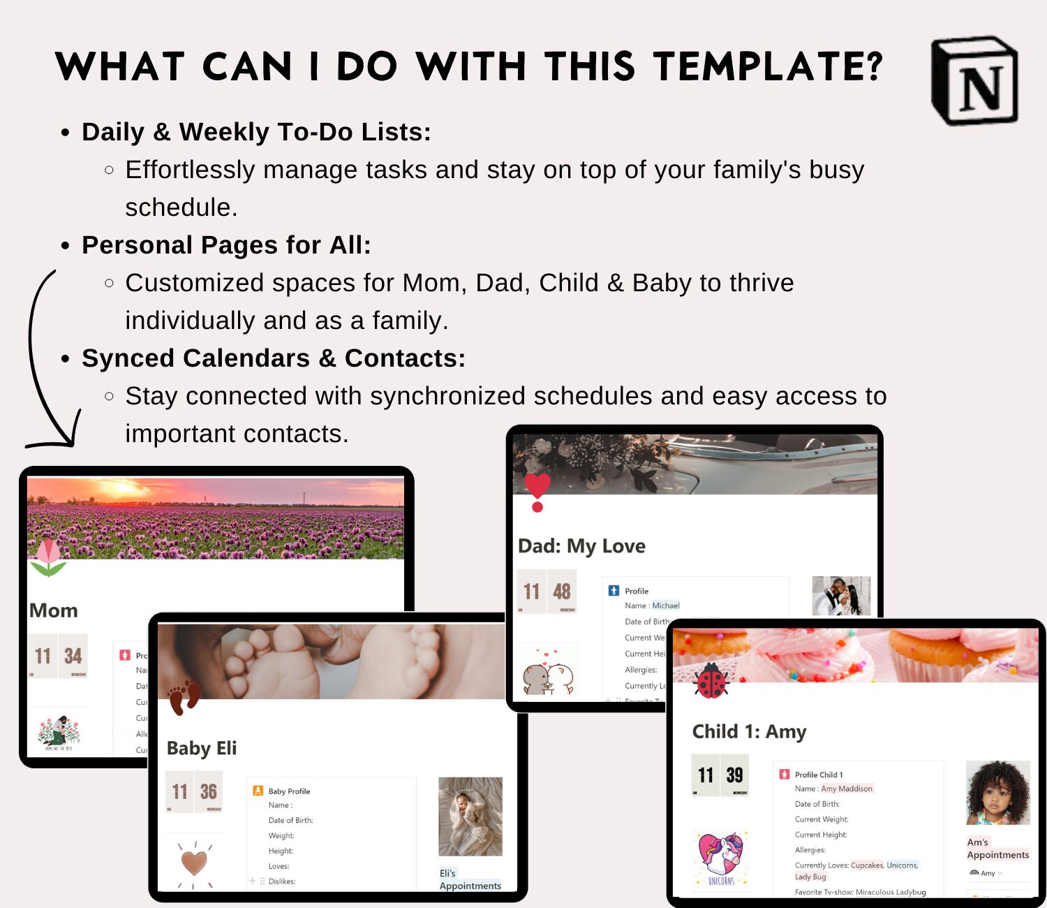 Notion Family Planner Notion Template Notion Digital Planner Notion Mom ...