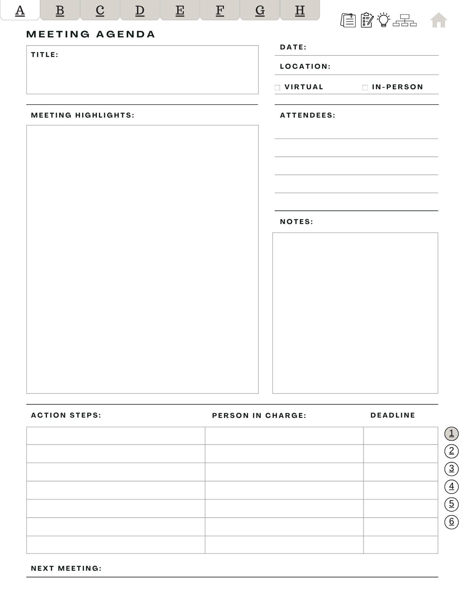 Meeting Notes Supernote Templates Meeting Planner Supernote A5 / A6 ...