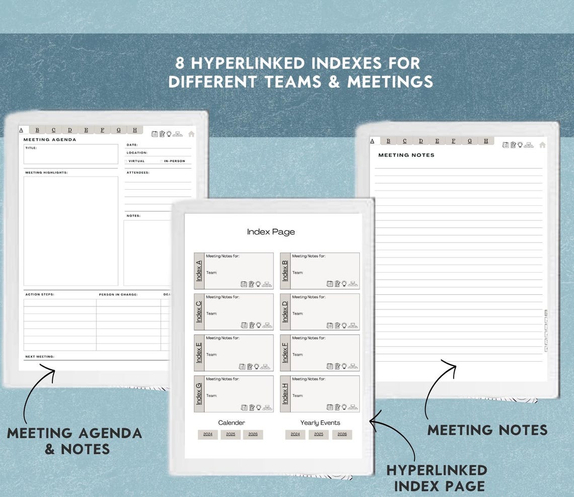Meeting Notes Supernote Templates Meeting Planner Supernote A5 / A6 ...