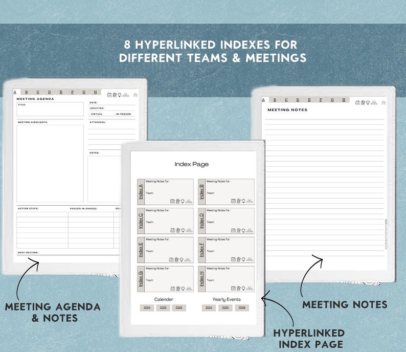 Meeting Notes Supernote Templates Meeting Planner Supernote A5 / A6 ...