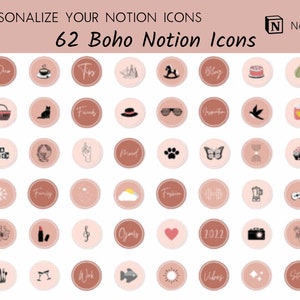 Boho Notion Icons Notion Template Icons Boho Chic Planner Stickers ...