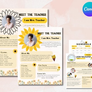 Sunflower Meet the Teacher Template Editable Classroom Organization ...