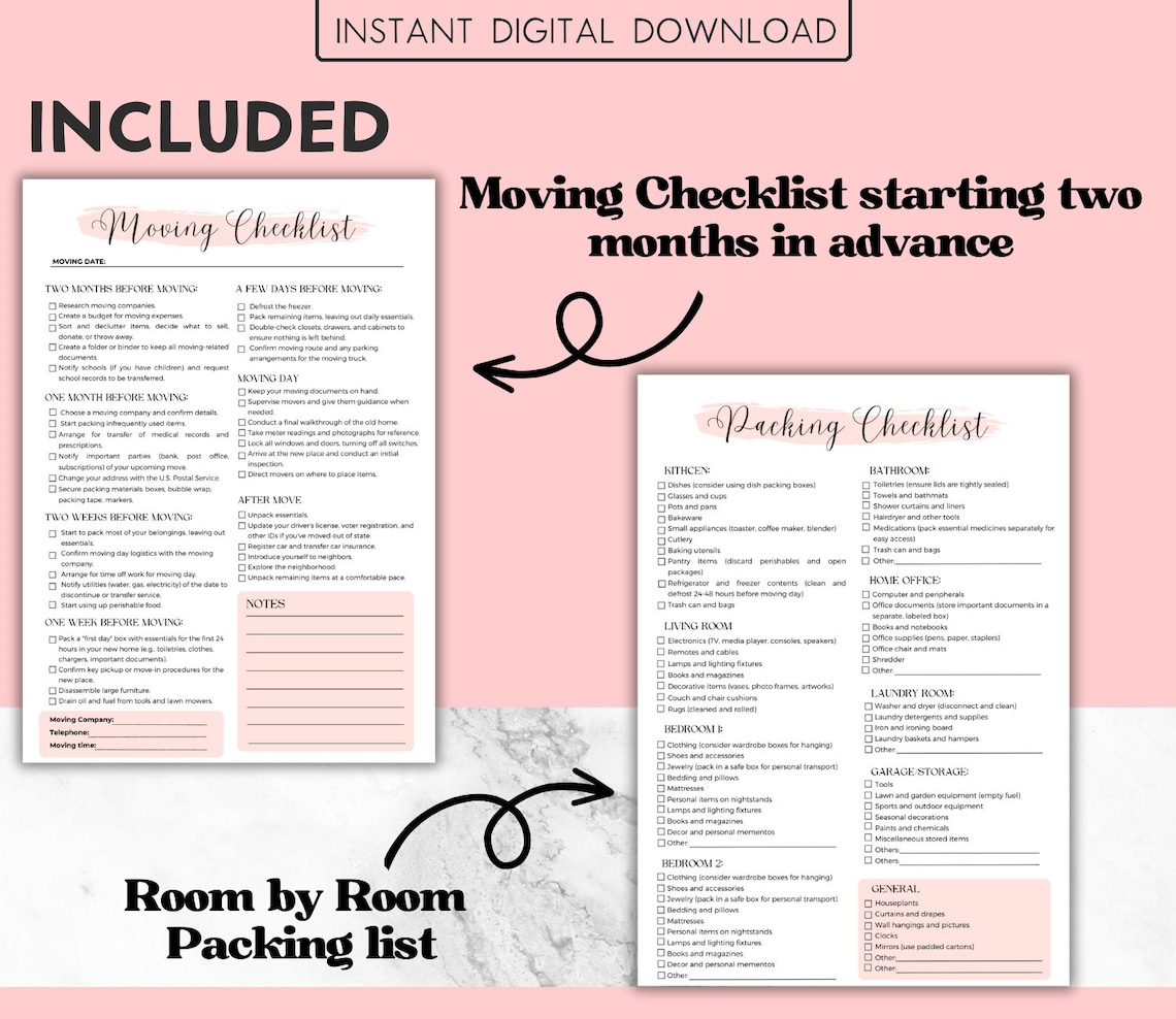 Moving Guide Packing Checklist Relocating Checklist Moving Checklist ...