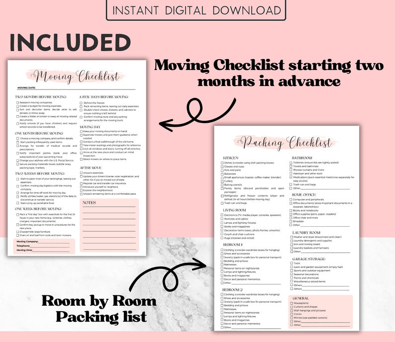 Moving Guide Packing Checklist Relocating Checklist Moving Checklist ...