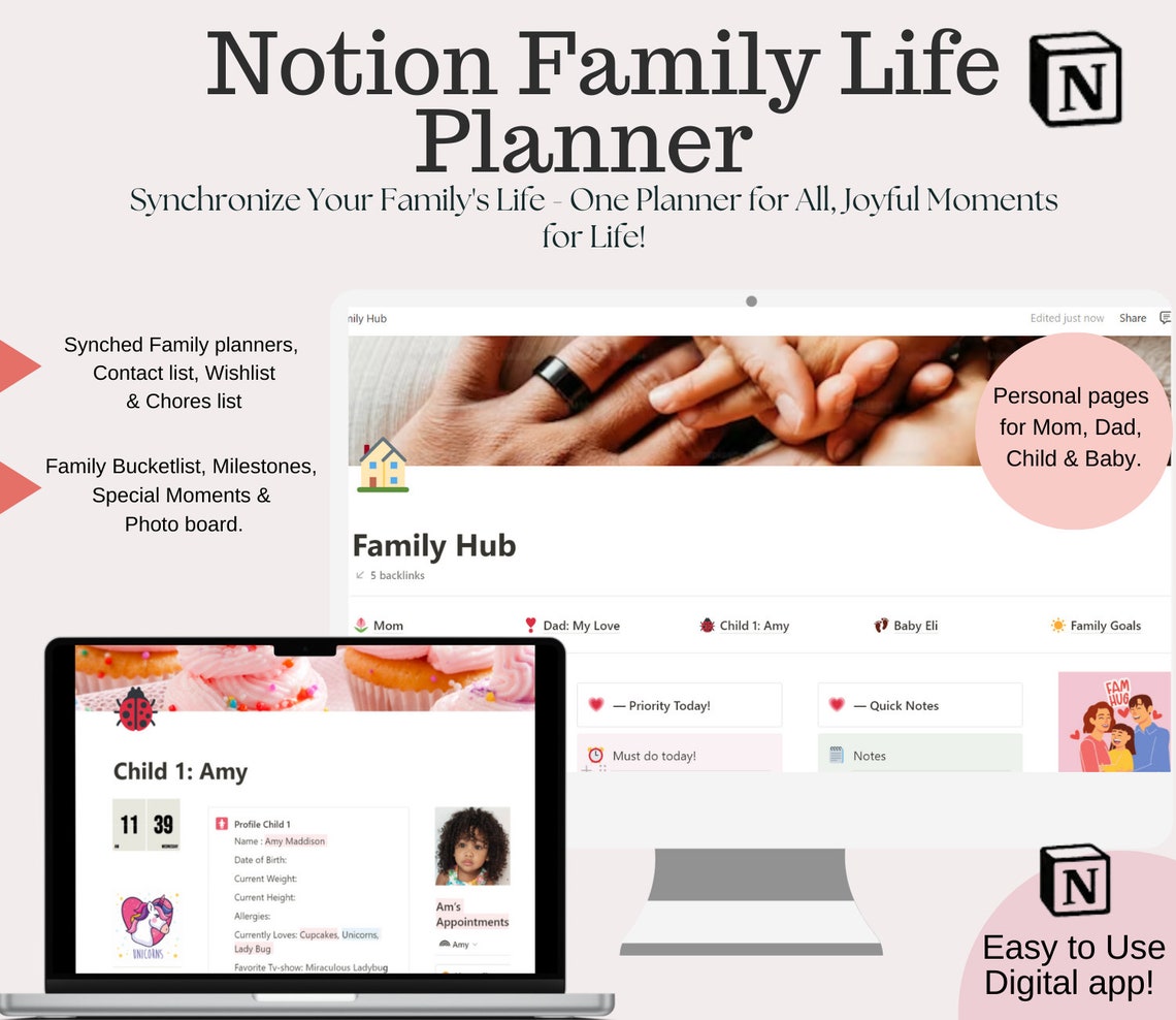 Notion Family Planner Notion Template Notion Digital Planner Notion Mom ...