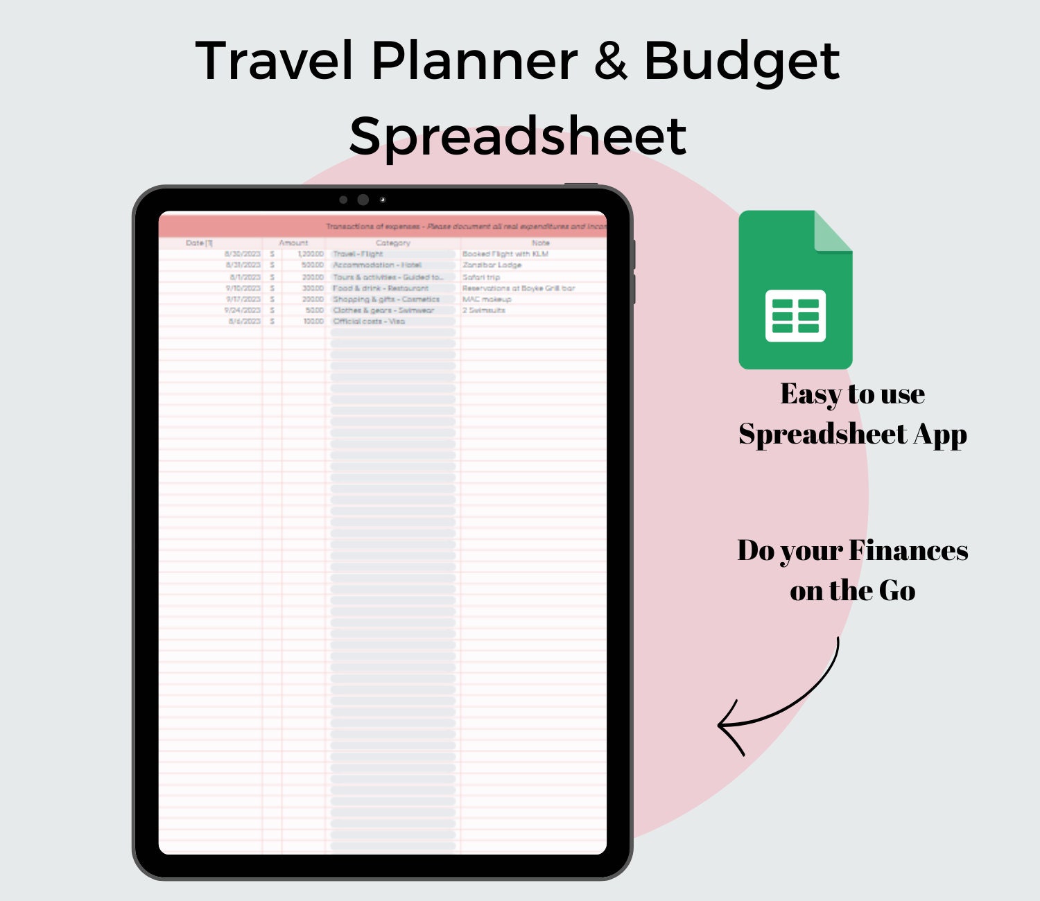 Travel Planner Spreadsheet Template Family Travel Spreadsheet Vacation ...